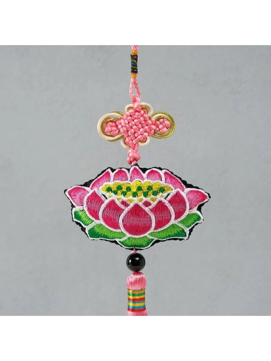 Элегантная подвеска Лотос из текстиля, розовая