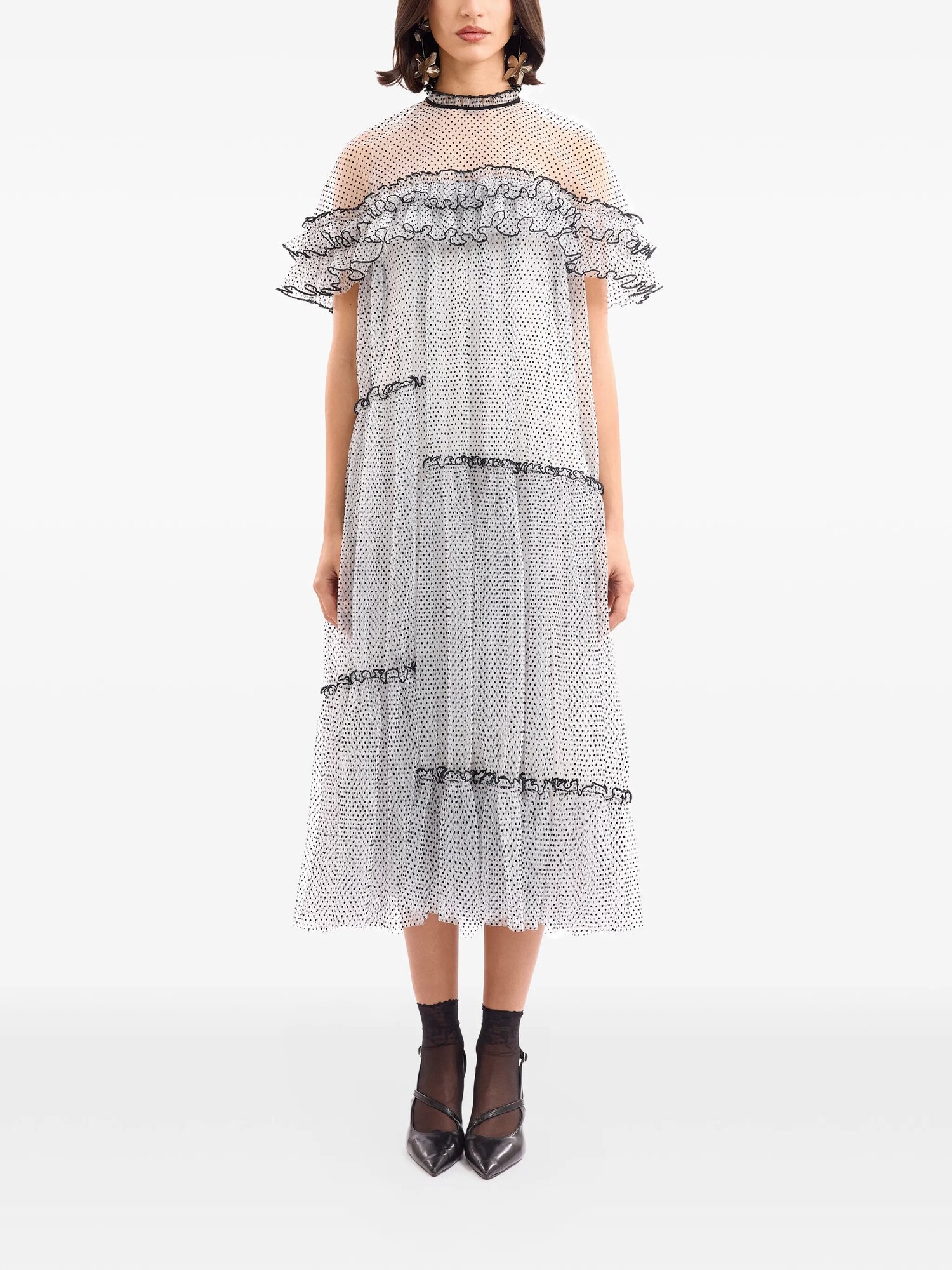 Платье Dotted ruffled midi dress