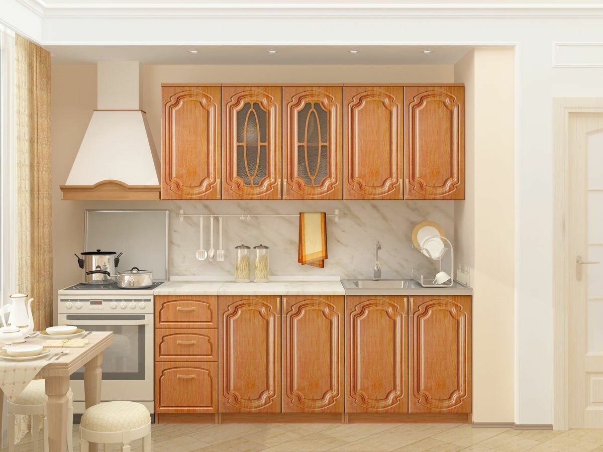 Кухонный гарнитур 1,7м Сказка ольха матовая, белый, МИФ