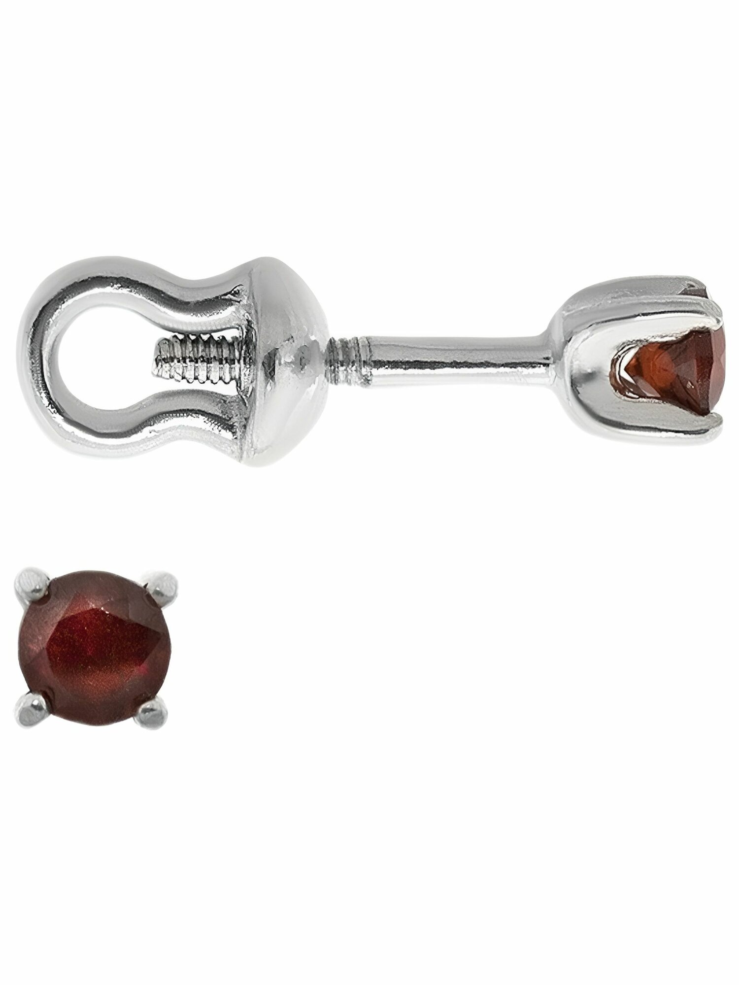 Серьги пусеты, серебро, 925 проба, родирование, гранат