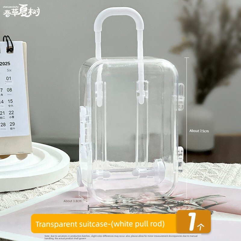 Мини-чемодан на колесиках с ручной росписью в стиле граффити, прозрачный, для детских ролевых игр, креативный маленький