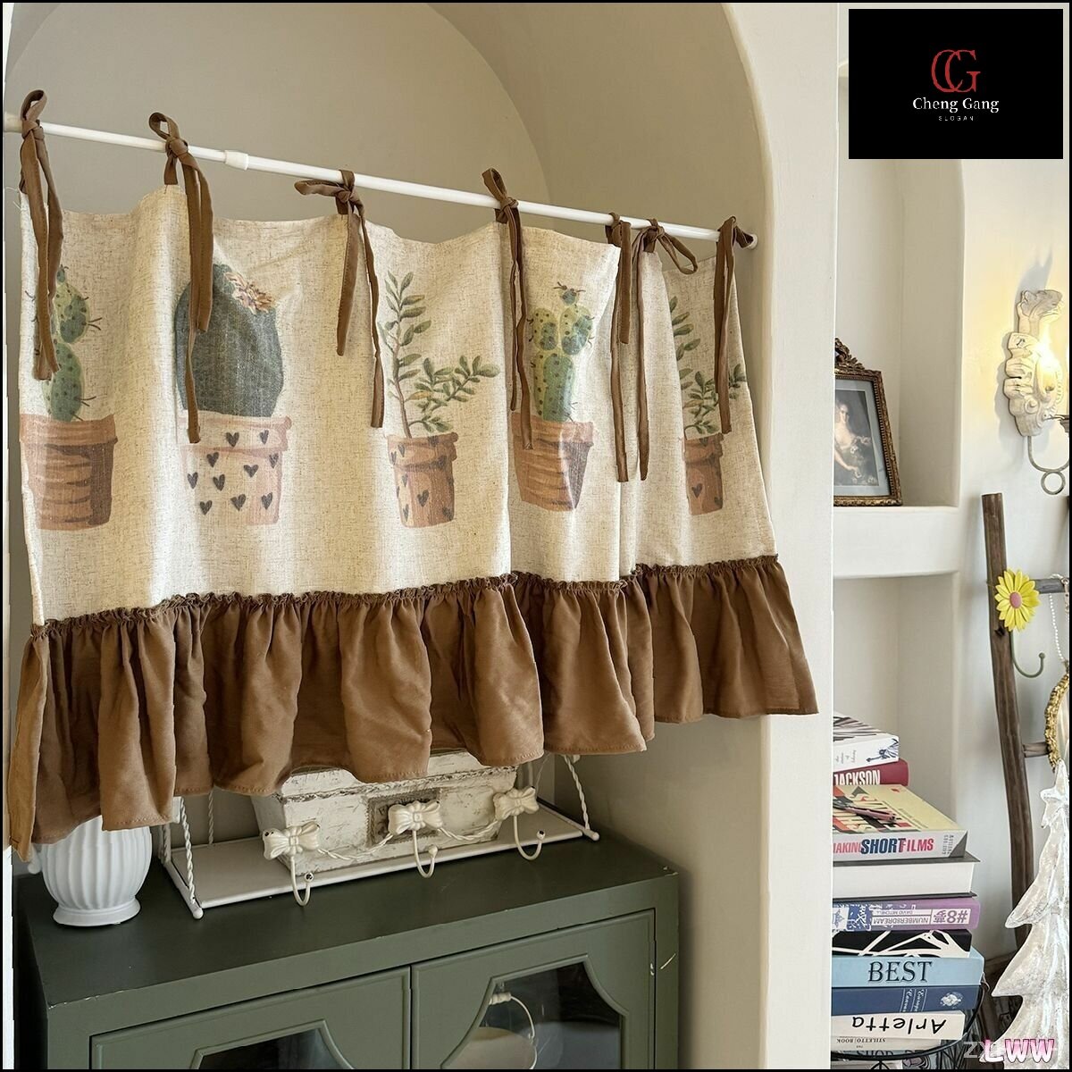 Эксклюзивный ламбрекен из кружева 130х60 см для декоративного оформления кухни, карниз приобретается отдельно