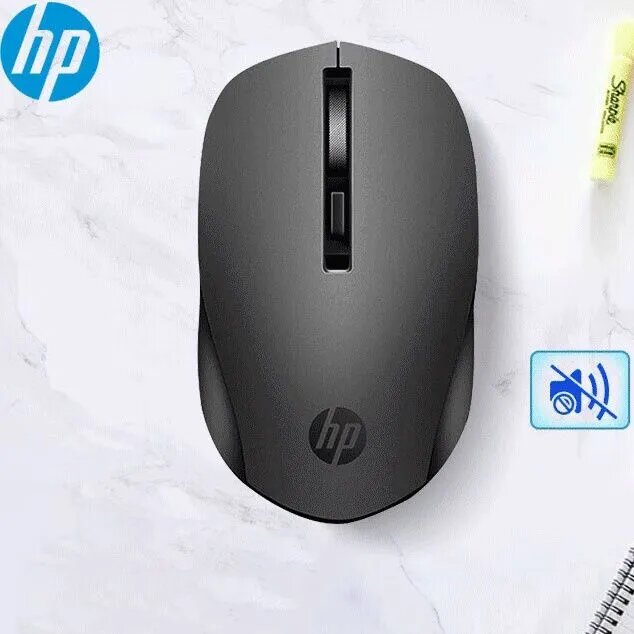Мышь беспроводная HP S1000, черный, оптическая, 4 кнопки, классическая, 80г, 104x61x34мм
