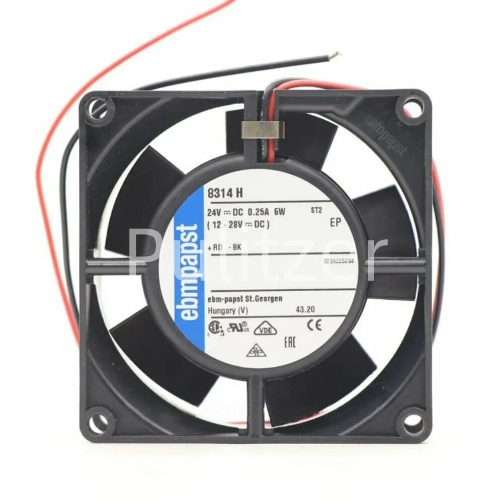 Вентилятор Ebmpapst 8314H 80*80*32 мм корпусный сверхшумный осевой вентилятор охлаждения 24 В 0.25A, 6 Вт, 5000 об/мин, 80 m/h