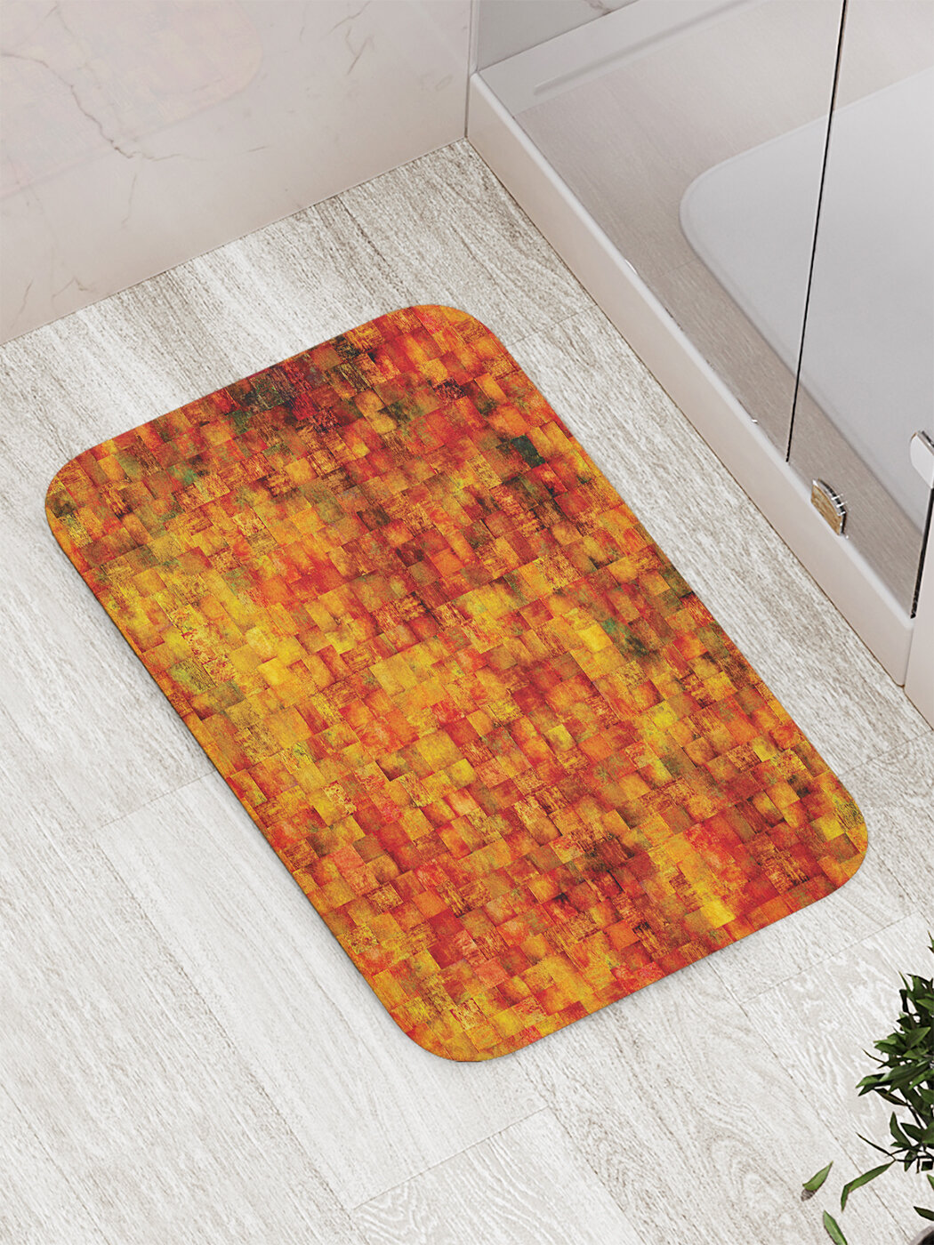 Коврик для ванной комнаты, туалета "Горящее плетение" противоскользящий, 52х77 см, JoyArty