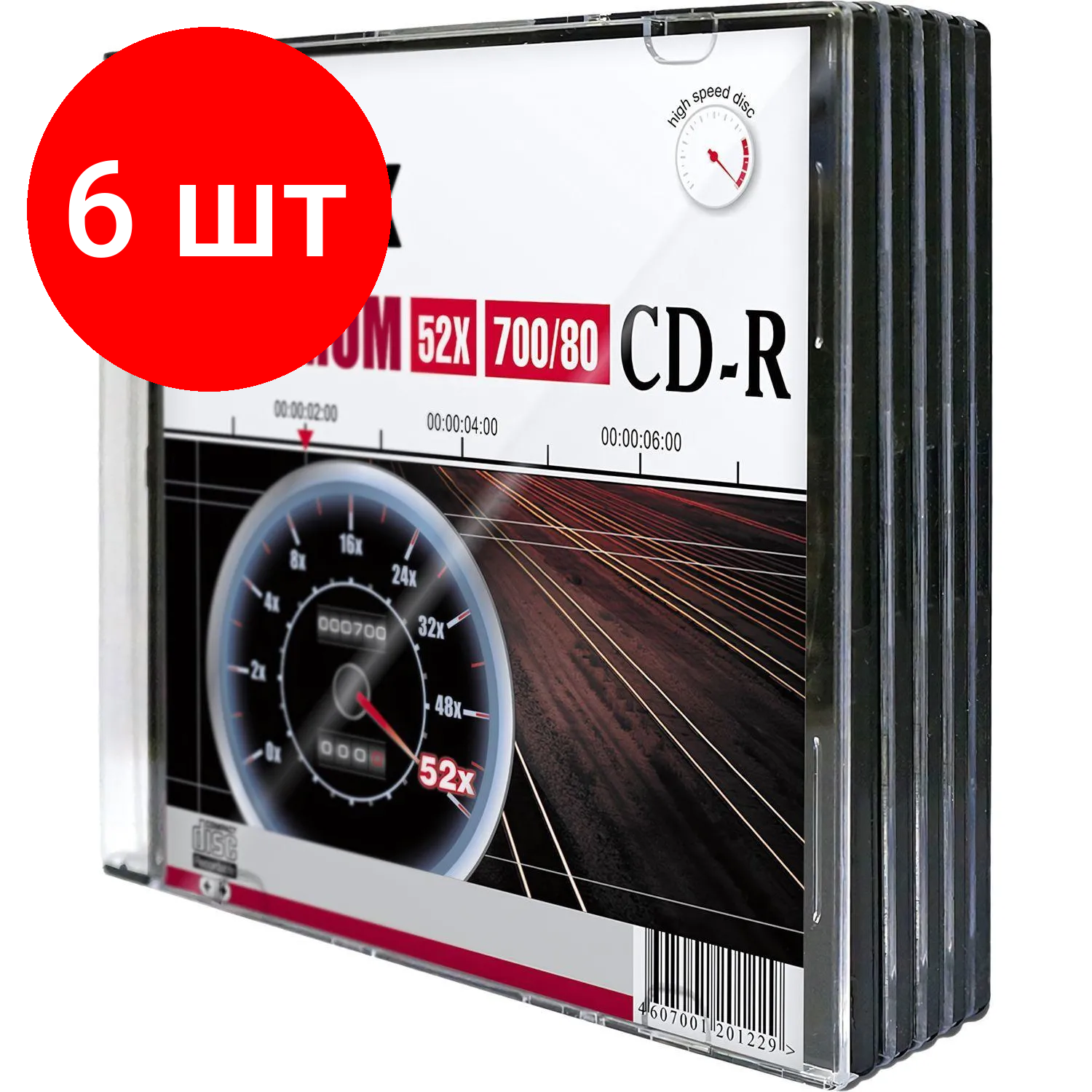 Комплект 6 упаковок, Носители информации CD-R, 52x, Mirex Maximum, Slim/5, UL120052A8F