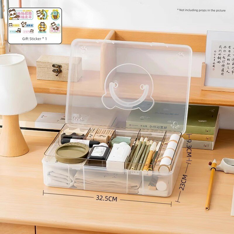 Каллиграфический набор: двухслойный прозрачный настольный футляр для чернильницы, кисти и четырех сокровищ учёбы,