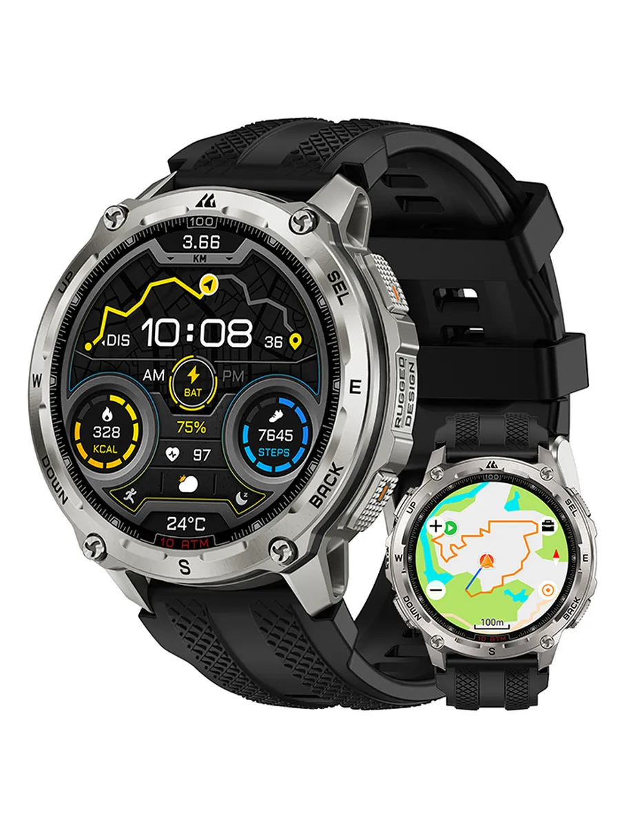 KOSPET TANK T4 Мужские умные часы класса 50 дней работыGPS-карты,100м водонепроницаемость, здоровье, звонки
