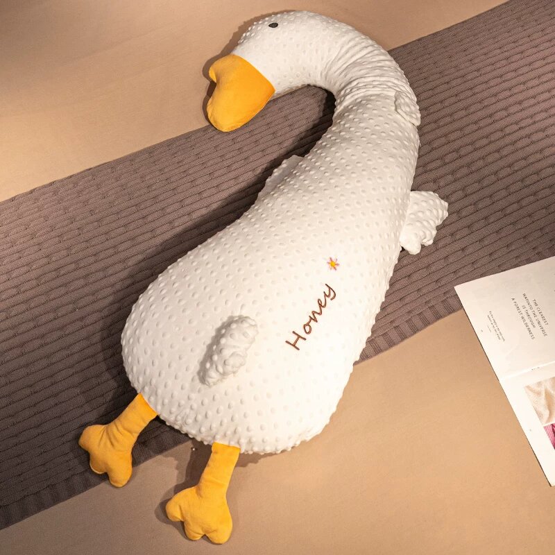 Плюшевая игрушка-подушка класса А из вельвета «Белый гусь» для девочек, длинная подушка-капибара для сна Большой Белый
