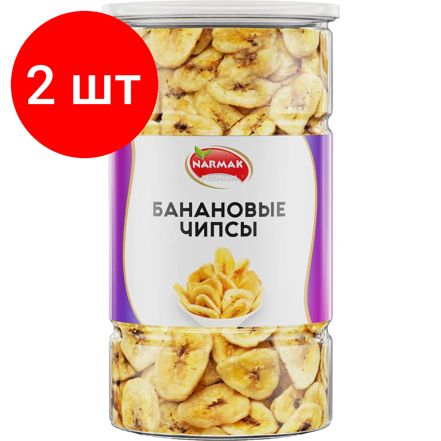 Комплект 2 штук, Бананы чипсы Narmak сушеные, 500г