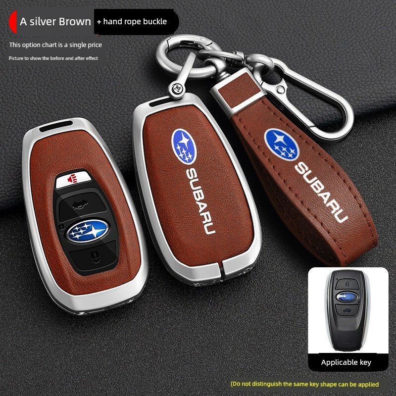 Чехол для ключей Subaru (XV, Forester, Outback, Legacy, BRZ) из высококачественной кожи с металлической застежкой