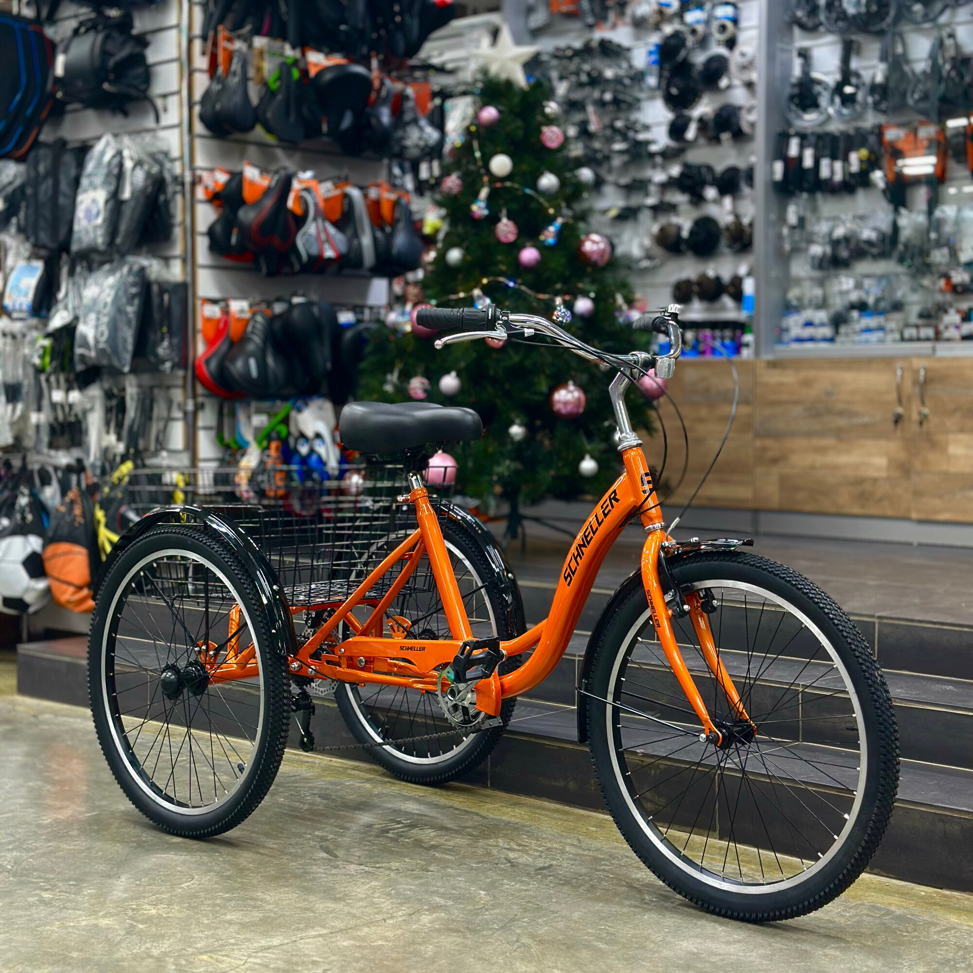 Трехколесный взрослый городской велосипед BREND SCHNELLER ORIGINAL, диаметр колес 24", рама сталь, оранжевый