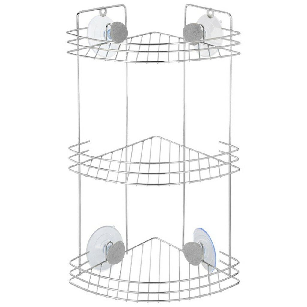 Полка для ванной угловая Рыжий кот, 3 яруса, металлическая хромированная, настенная, 19.2х19.2х41 см, артикул 109067