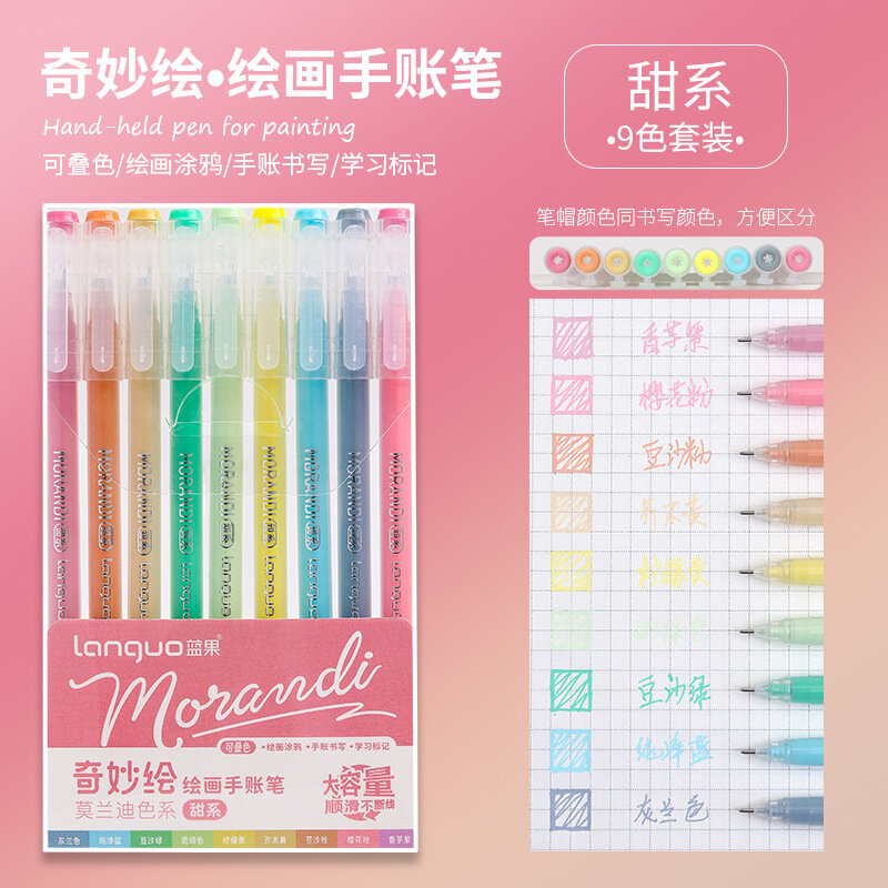 Набор ручек Blue Fruit Journal Pen Collaboration, 135 цветов, маркер для заметок, маркер для рисования в стиле Моранди