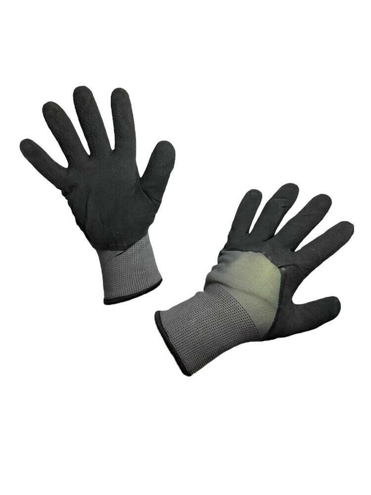 Перчатки нейлоновые с латексным обливом утепленные серые 10 (L)