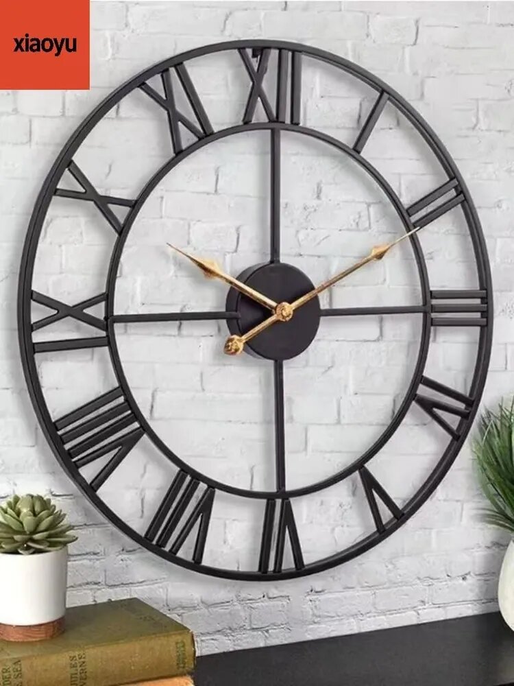 Настенные часы 60 см металлические большие интерьерные Лофт, бесшумный механизм