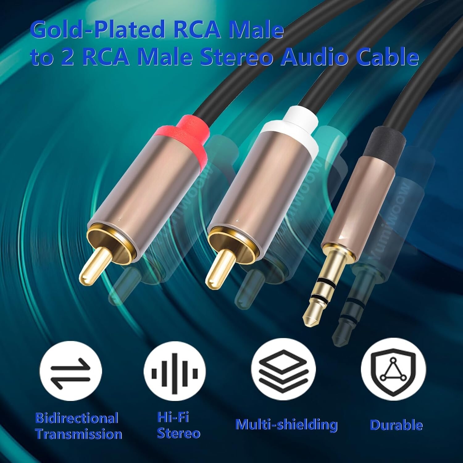 Кабель - переходник AUX Jack 3.5 (M) - 2RCA (M) Premium 3.0 метра S1292