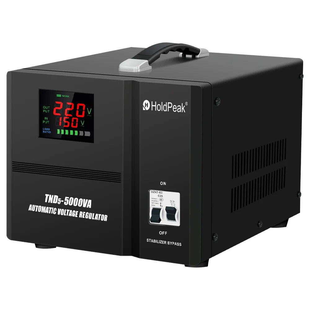 Однофазный стабилизатор напряжения HoldPeak TND5-5KVA (Standard) электромеханический тип цифровая индикация