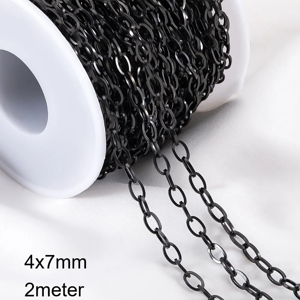 MINGXUAN Черная цепочка из нержавеющей стали 1 метр для рукоделия