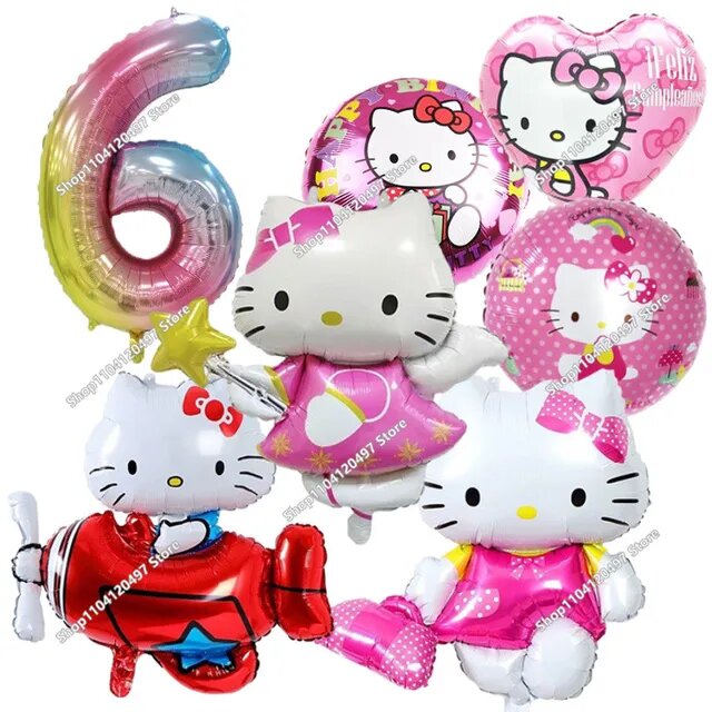 Украшения для дня рождения в стиле мультяшной Hello Kitty, милые латексные воздушные шары Hello Kitty, детские игрушки и подарки для вечеринки в честь рождения ребенка.