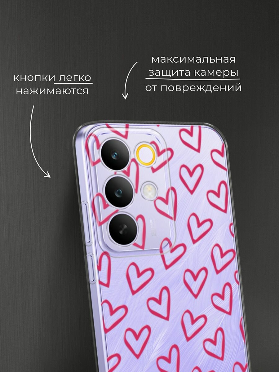 Силиконовый чехол на Realme C85 Pro / Реалми C85 Про с принтом Темные сердечки — фото 1