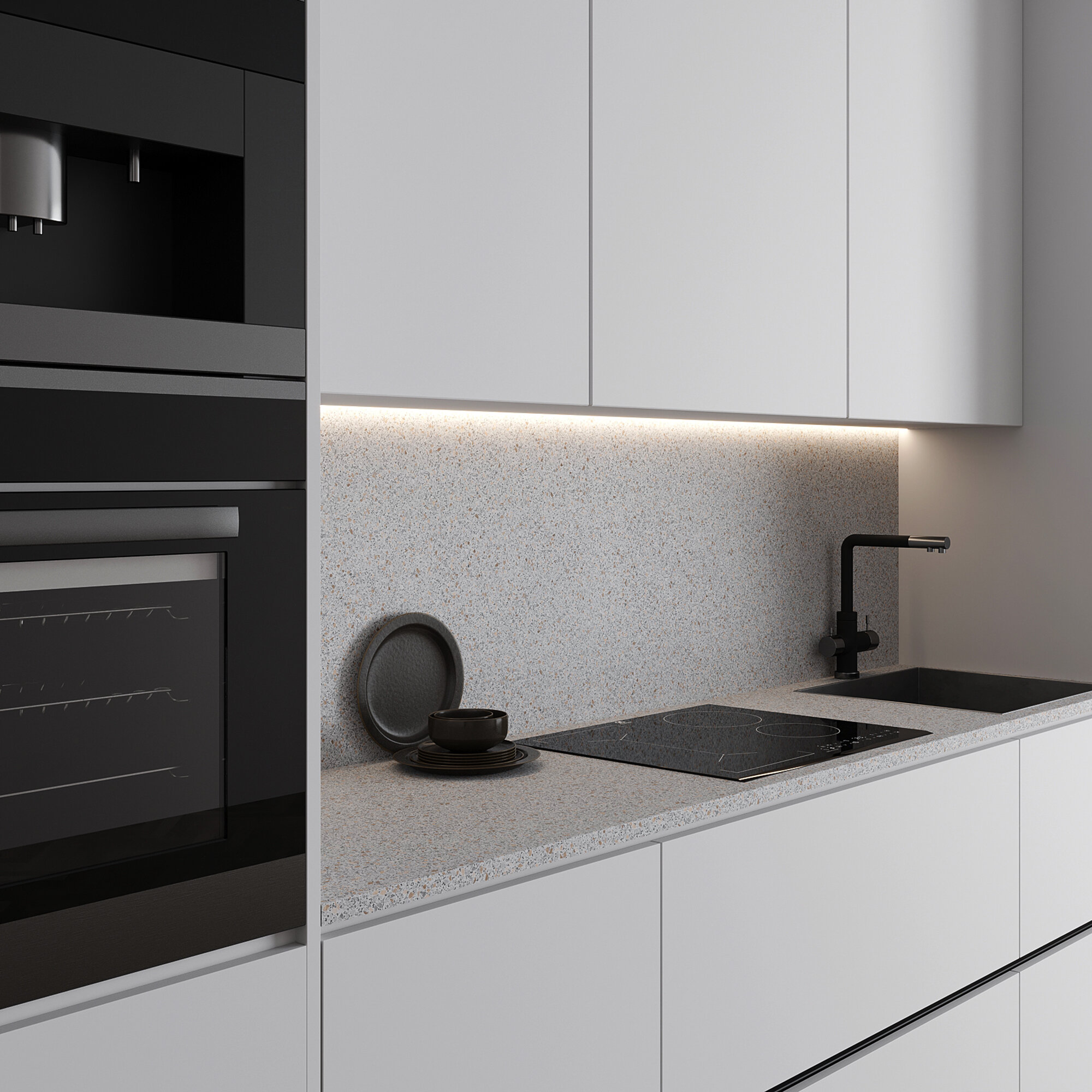 Комплект столешница и стеновая панель для кухни Ракушки 2400х600 мм, Slotex