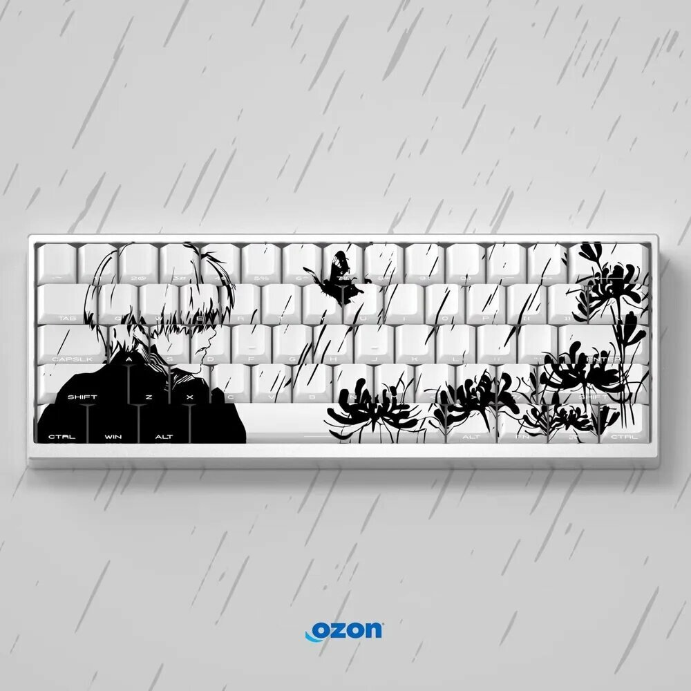 Кейкапы с Кеном Канэки, Tokyo Ghoul, оригинальная высота, гравировка по бокам, подсветка