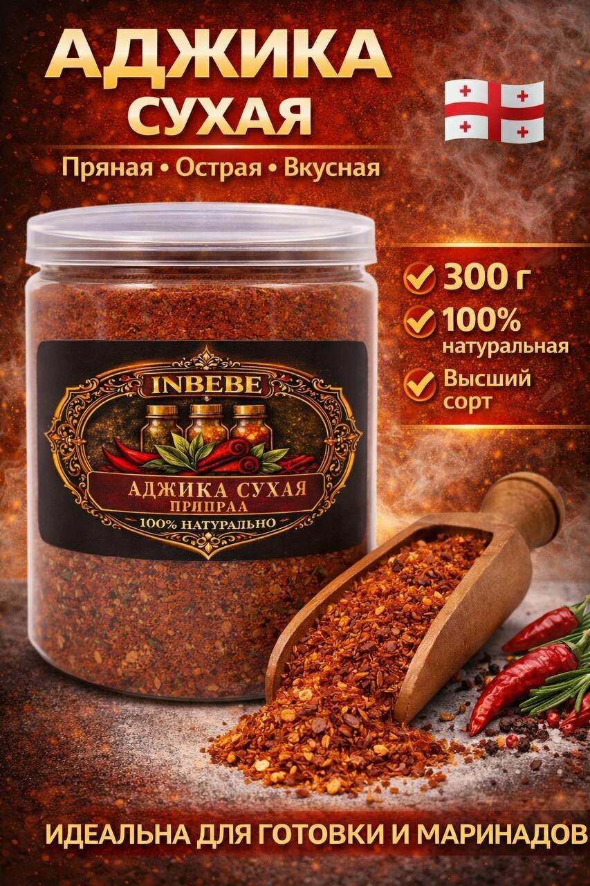 Сухая аджика INBEBE, грузинское производство, в пластиковой банке с ключом