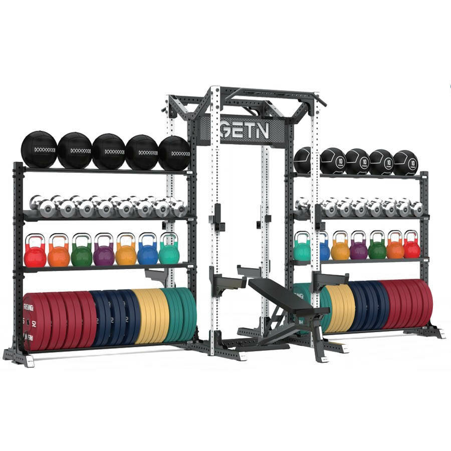 Двухсторонняя силовая полурама со скамьей и стеллажами Vertex GETN GPC017