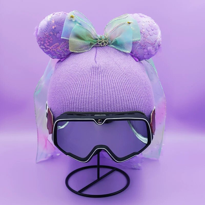 Украшение снежного шлема, комплект шерстяной шапки, милый комплект лыжного шлема с ушками слона, планер с капюшоном,