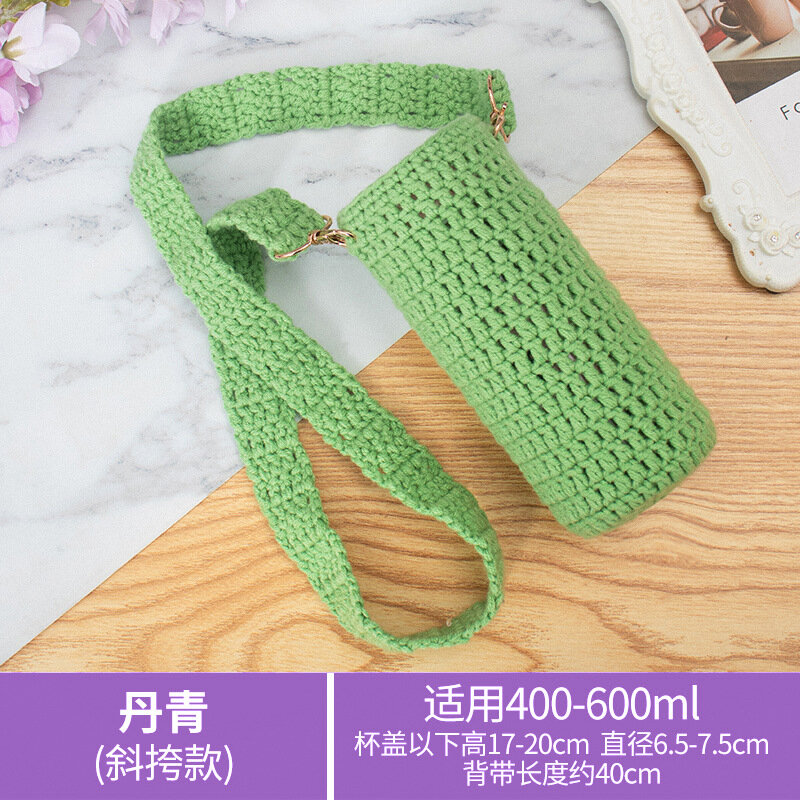 Чехол для кружки, кроссбоди, длинный ремень, изолированный чехол для стакана, универсальный защитный чехол, вязаный милый ручной работы, вязаный чехол для стакана