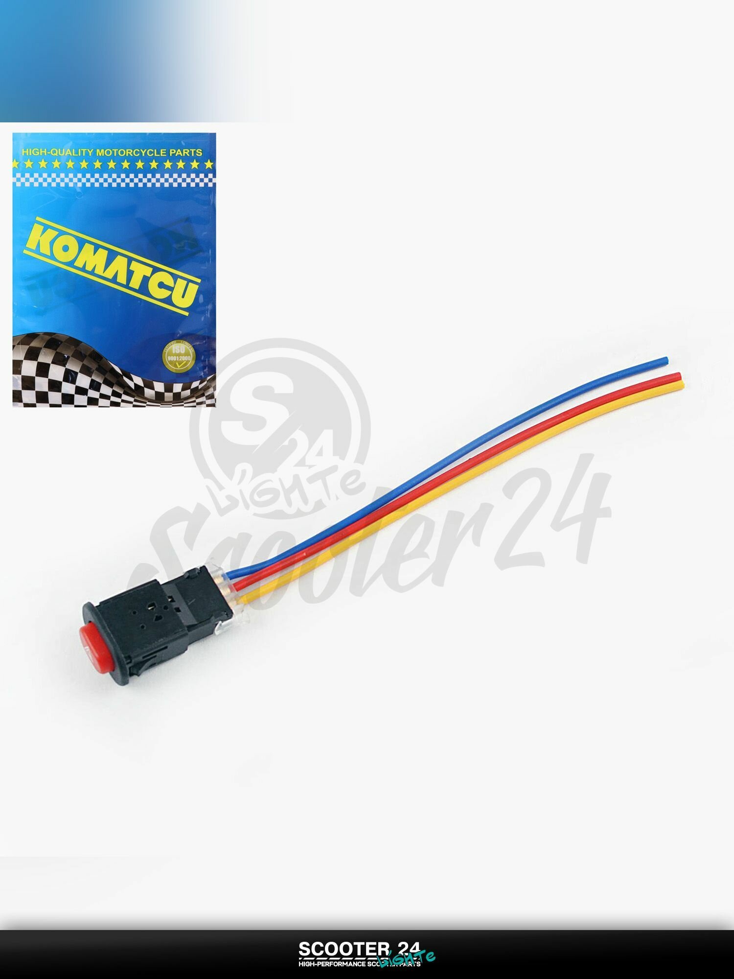 Кнопка руля (аварийный сигнал) универсальная на мототехнику / мотоцикл / скутер / квадроцикл / питбайк / эндуро "KOMATCU" (mod.A)