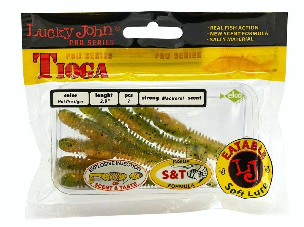 Виброхвосты "съедобные" Lucky John Pro Series TIOGA 2.9in (7,4 см), цвет T51, 7 шт. / силиконовые приманки для рыбалки
