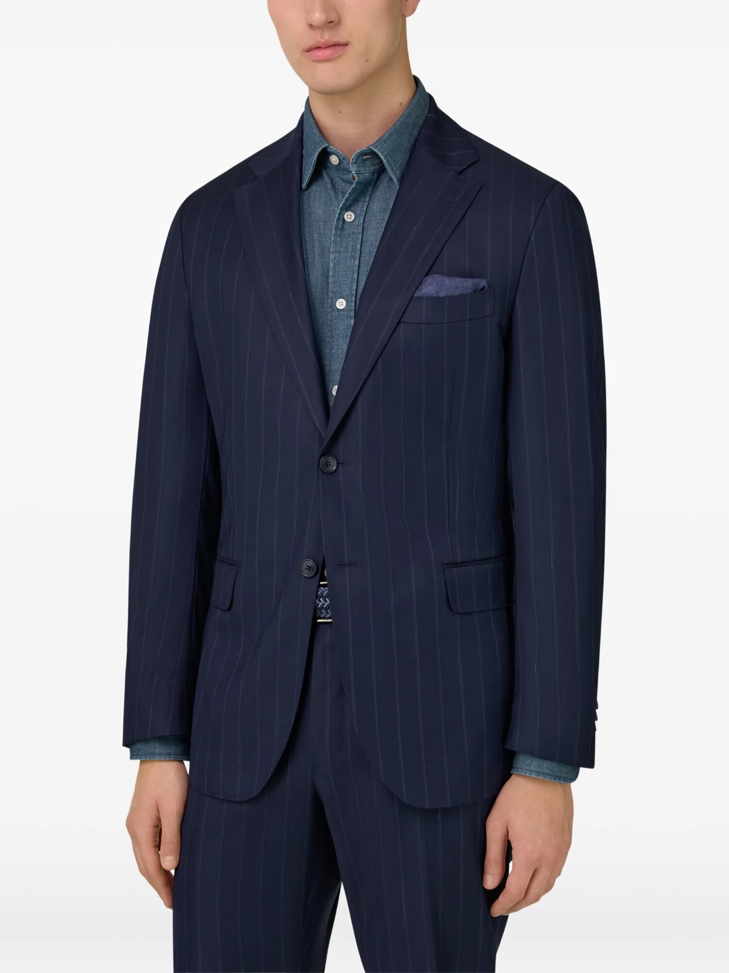 Комбинезон Boggi Milano Pinstriped flap-pockets suit, размер 52, blue — фото 1
