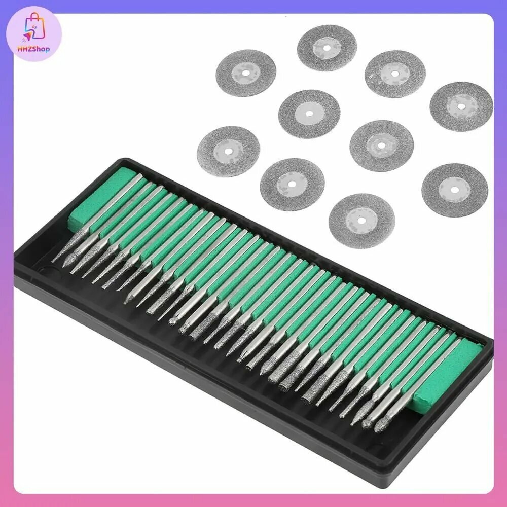 Набор для гравера: 30 буров, 10 дисков, 2 хвостовика