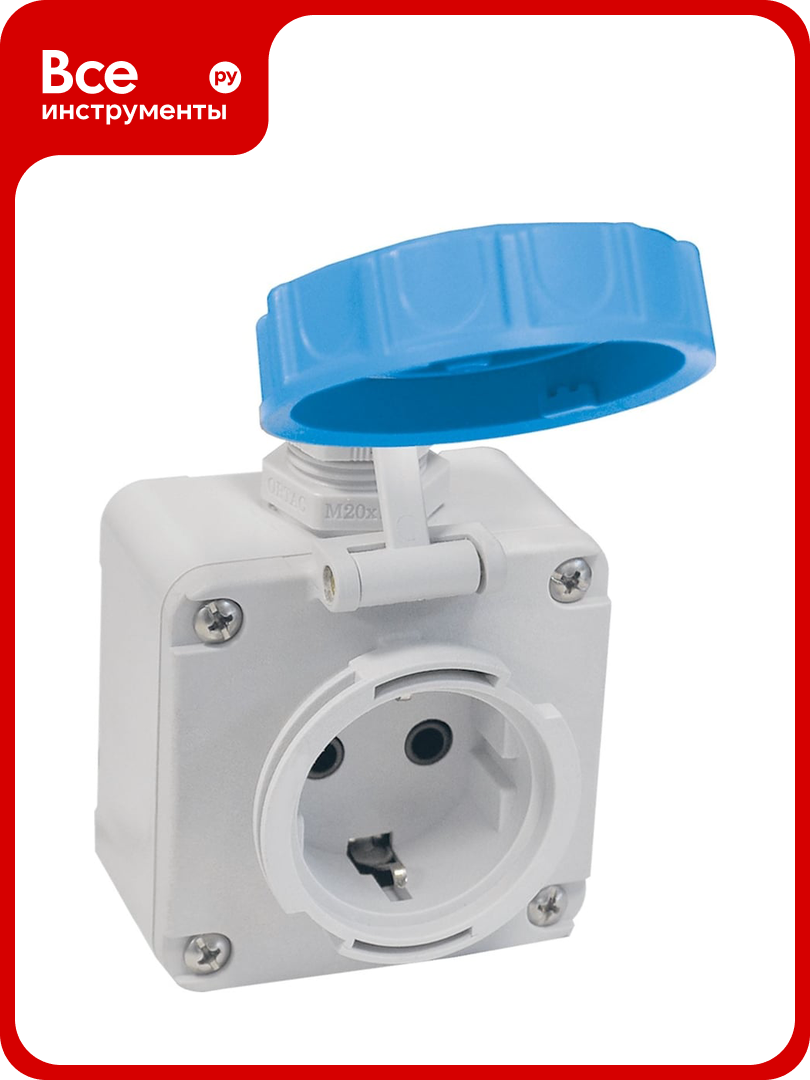 Кабельная настенная розетка TP Electric синий 16a/240в/2p+e/ip68 3101-380-0900