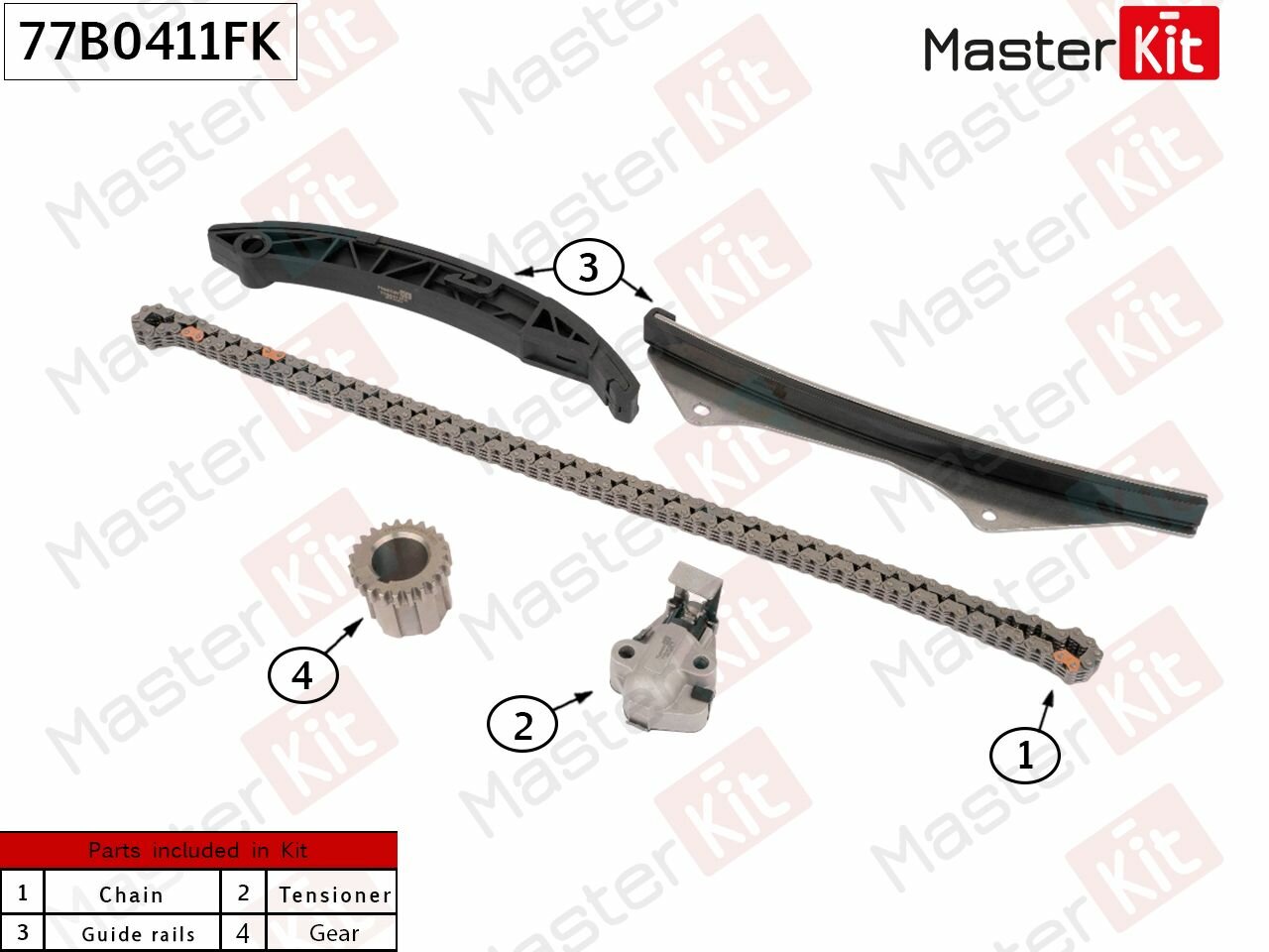 Комплект цепи ГРМ CHEVROLET SPARK M300/Ravon R2 2016 - B12D2 MasterKit 77B0411FK
