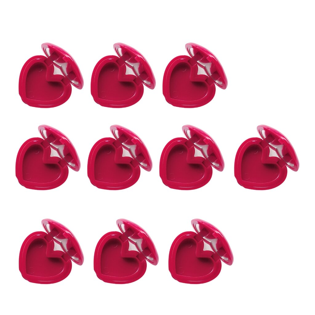 10 штук, футляр для губной помады в форме сердца с зеркалом-розовый цвет