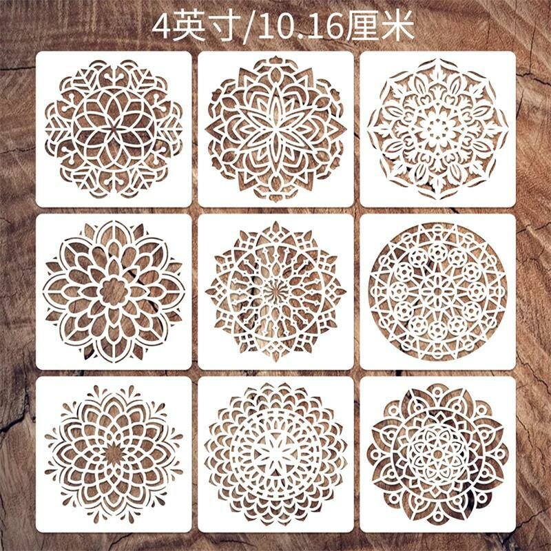 Круглый шаблон мандалы, полый узор, коллекция постеров для студентов, дневник для рисования, мягкая линейка, форма