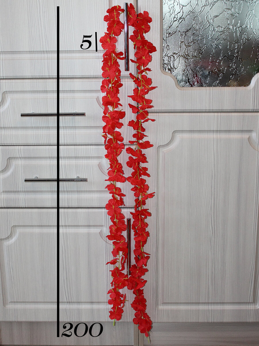 Искусственная лиана Holodilova, длина 2м, ширина 10 см, красная