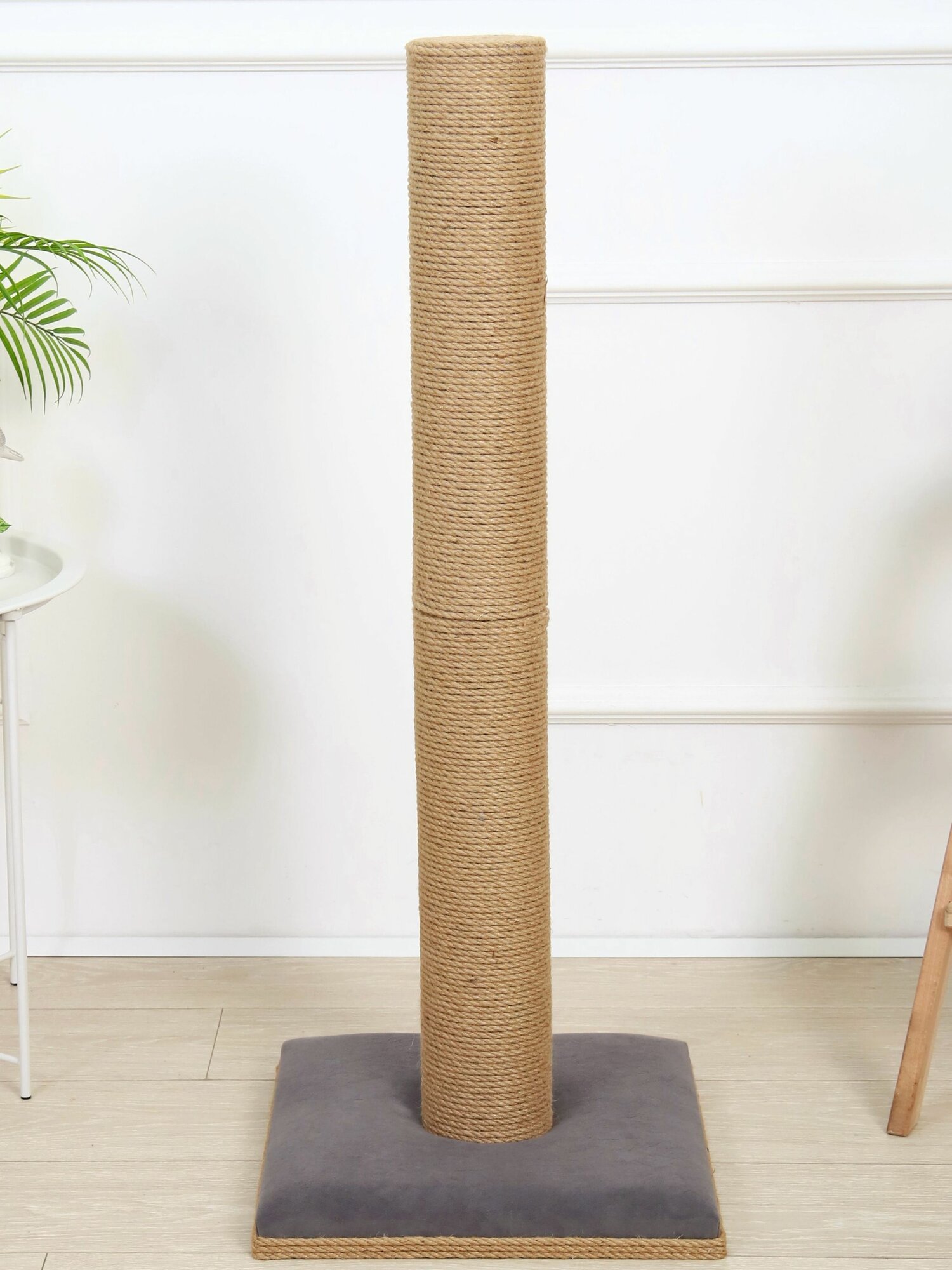 Когтеточка для кошек ИвПет/IvPet Столбик большой, 103*40, Джут, микровелюр, ИвПетРум/IvPetRoom, серый
