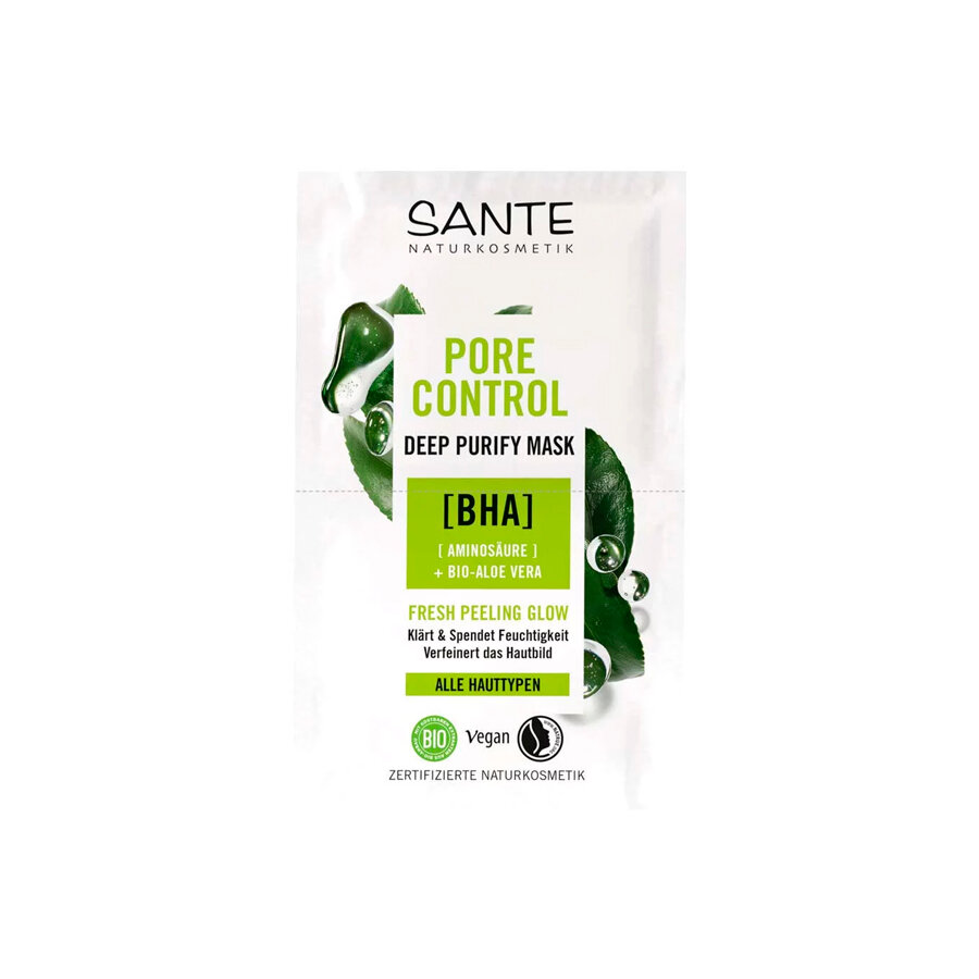 Очищающая маска для лица Sante - Pore Control, с черной глиной и матча, 8мл, 1уп - 2шт