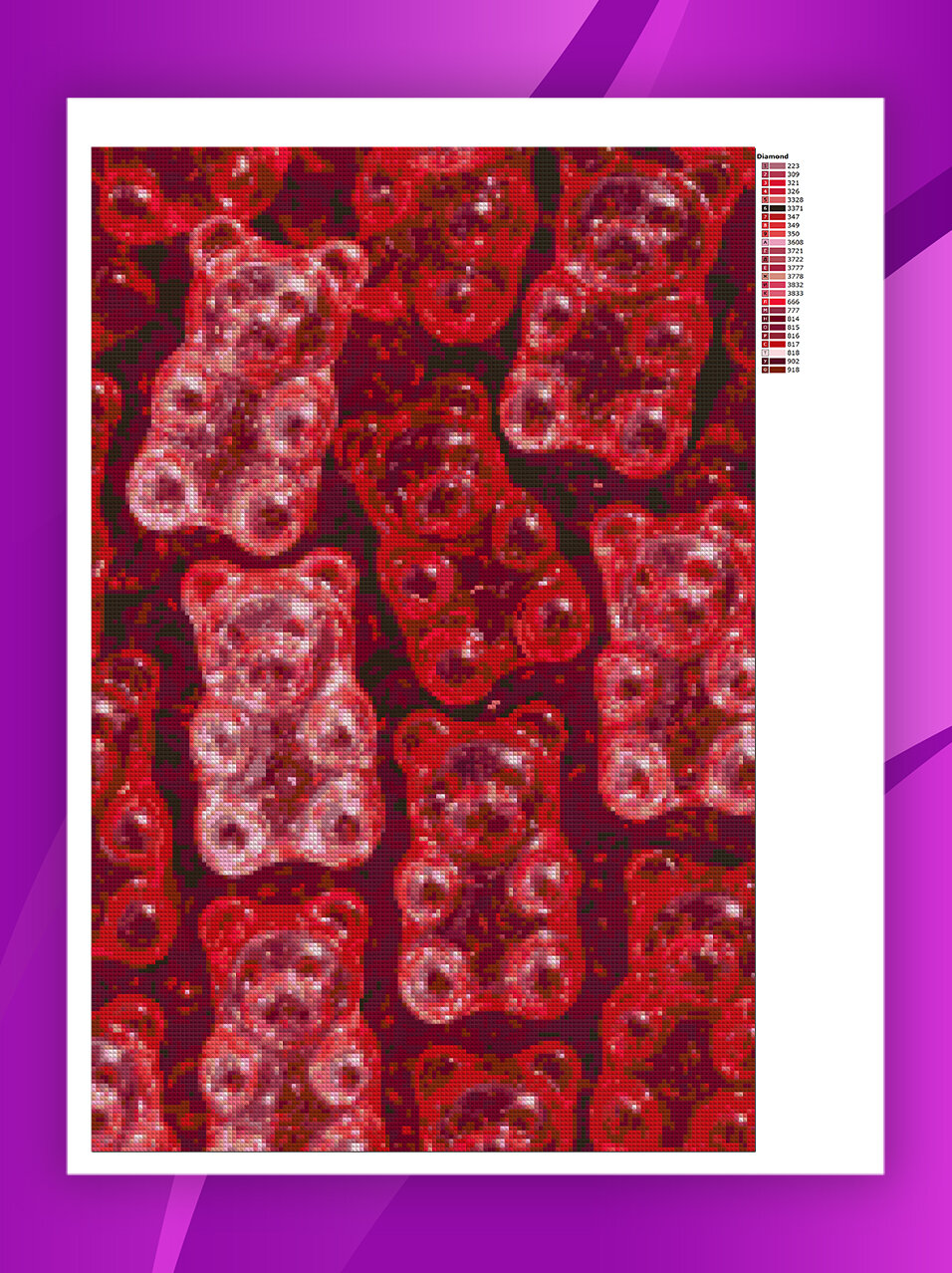 Алмазная мозаика без подрамника - вышивка - Мармеладные мишки 40 х 60 см