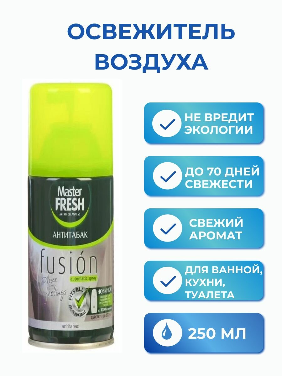 Master FRESH Освежитель воздуха "Антитабак" сменный баллон 250мл