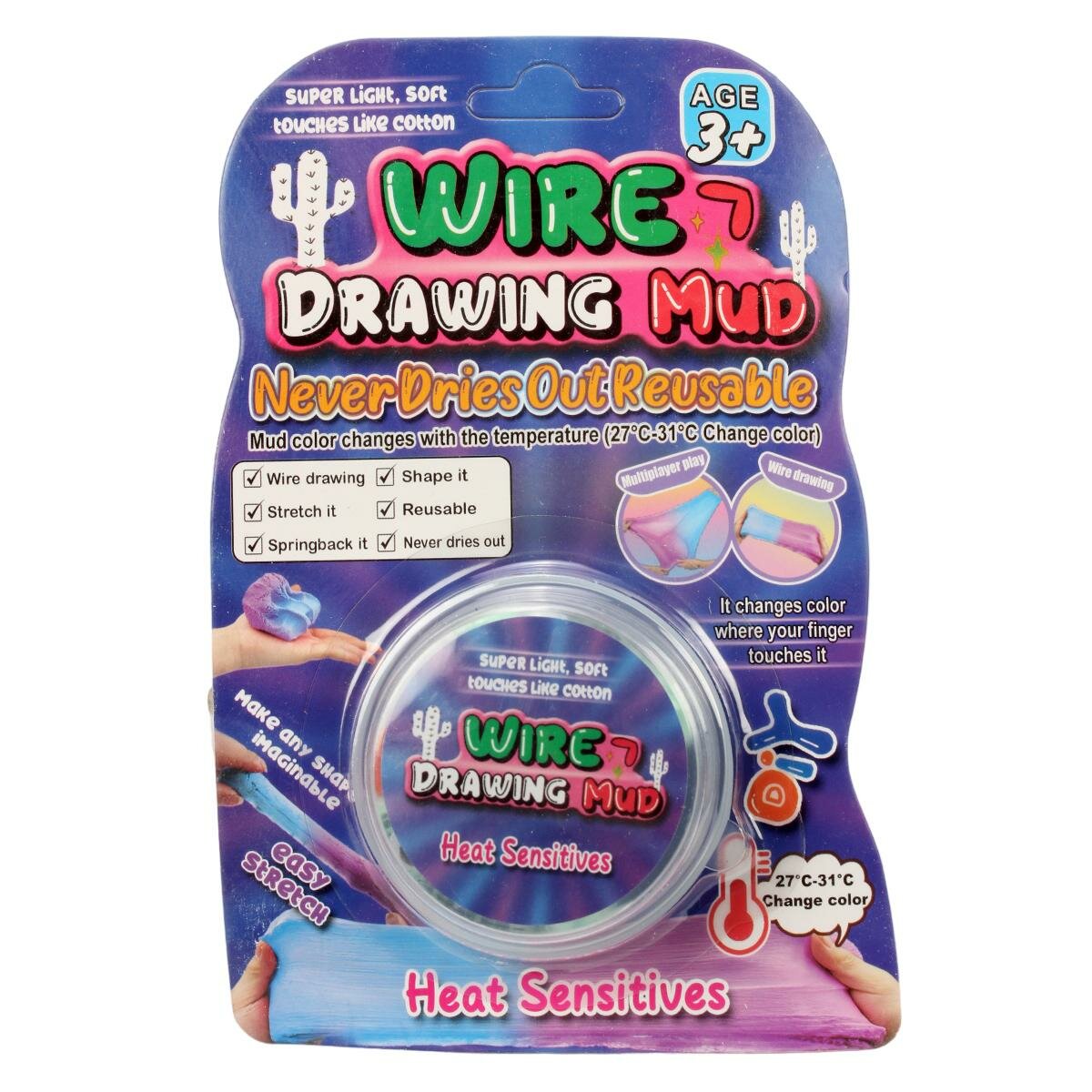 Лизун тянучка меняет цвет от нагревания, 6 г, 4 цвета, мягкий