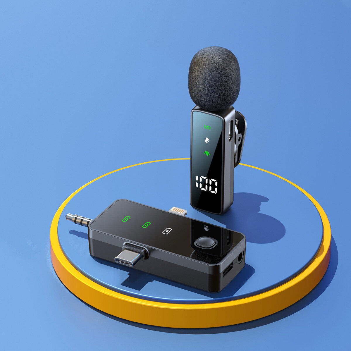 Цифровой дисплей, новый беспроводной лавальерный микрофон с магнитным креплением для съемки видео на улице, прямой трансляции, микрофон с шумоподавлением