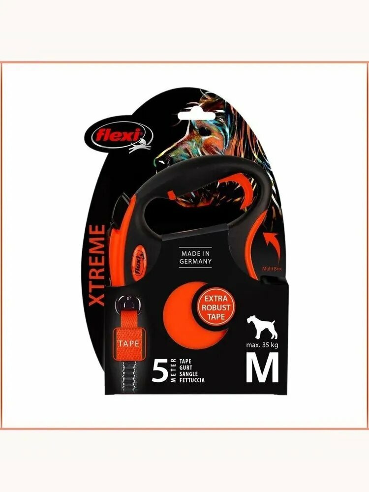 Поводок-рулетка для собак Flexi Xtreme M 5 метров, лента