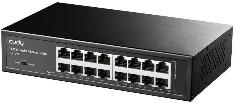 Коммутатор Сudy GS1016 16 Gigabit RJ45 Ports, IGMP Snooping, Loop Detection/Prevention, 802.1p/DSCP QoS, Switch/VLAN/Extend working mode DIP switch