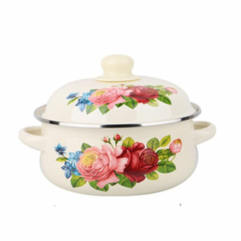 Утолщенный 16-20 см трехкомпонентный набор эмалированных кастрюль с двумя ручками, суповая кастрюля, кастрюля для тушения, миска для лапши быстрого приготовления, маленькая кастрюля для горячего, миска для сала