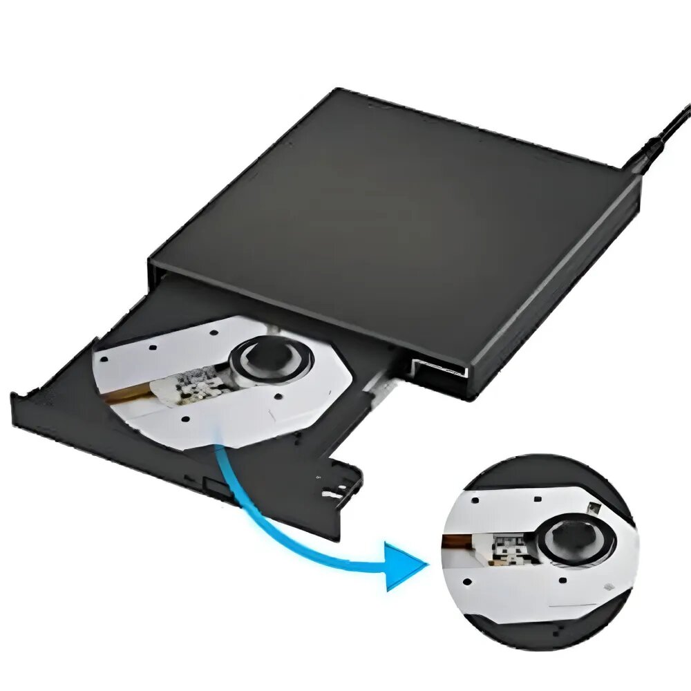 GJX Внешний USB CD/DVD дисковод, портативное чтение и запись, высокоскоростная передача данных, совместимость с ноутбуками и ПК, Plug and Play, компактный дизайн.